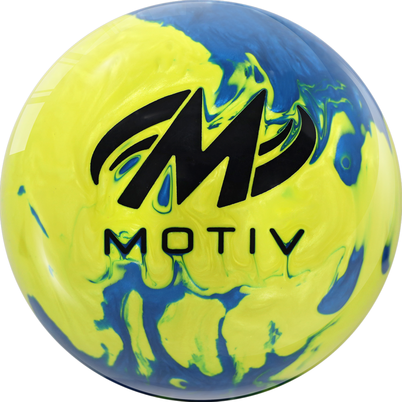 Motiv Max Thrill Pearl Blue/Yellow Bowling Ball - BowlerX.com